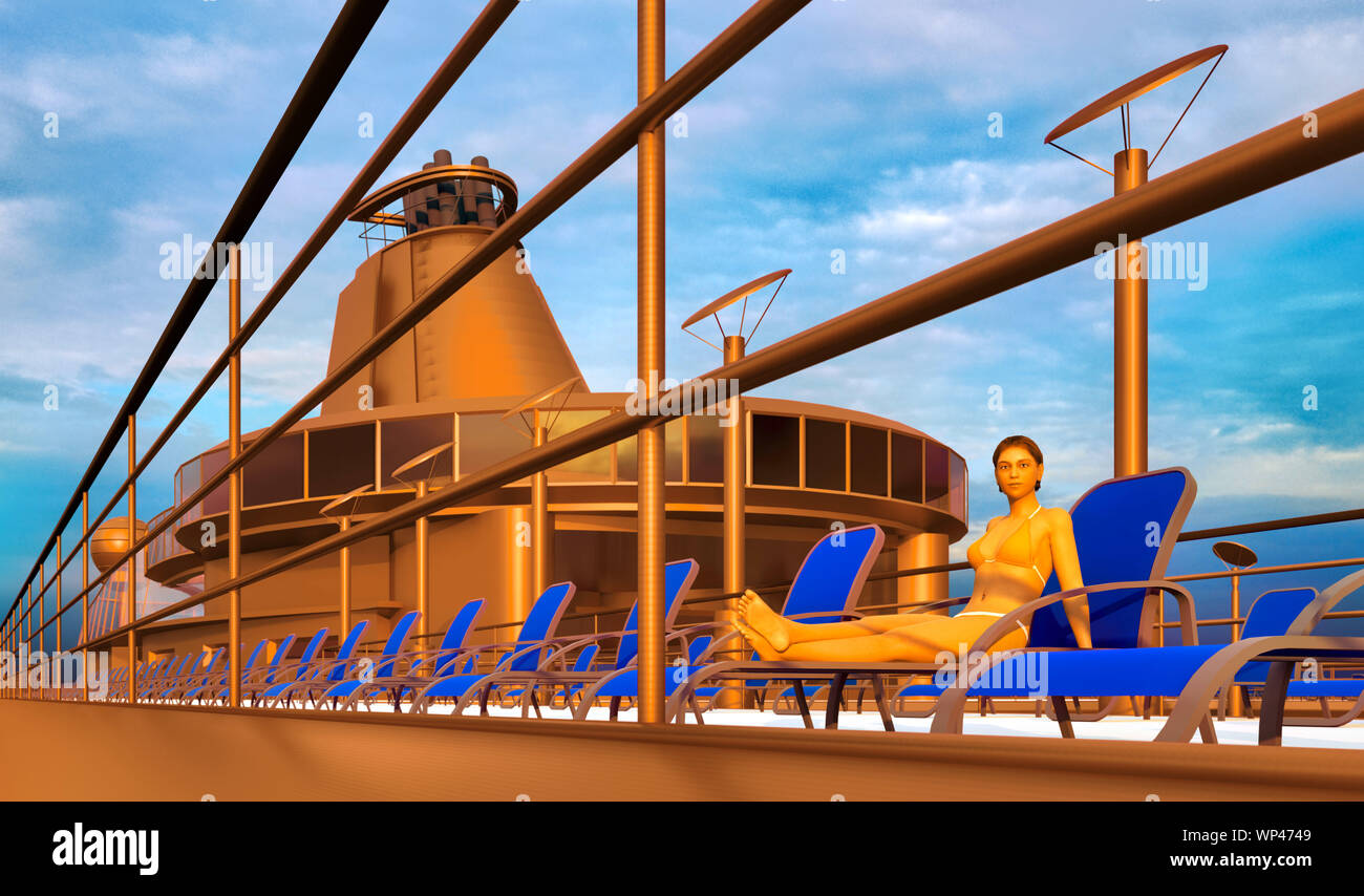 Huge luxury cruise ship 3d rendering Stock Photo - Alamy