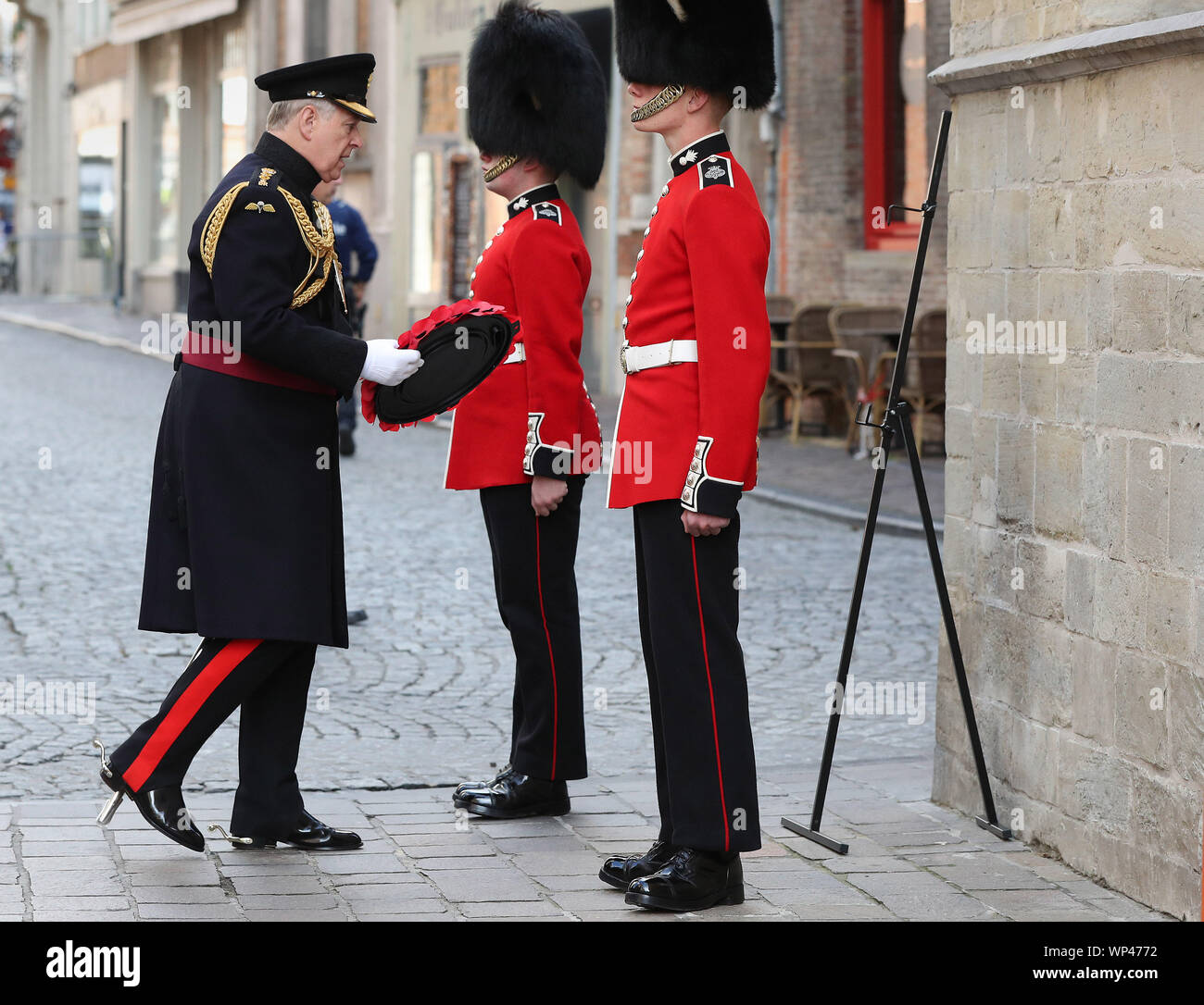 The Duke of York, in his role as colonel of the Grenadier Guards, lays ...