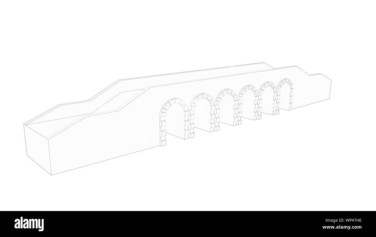 3d rendering of a stone bridge isolated in white studio background ...