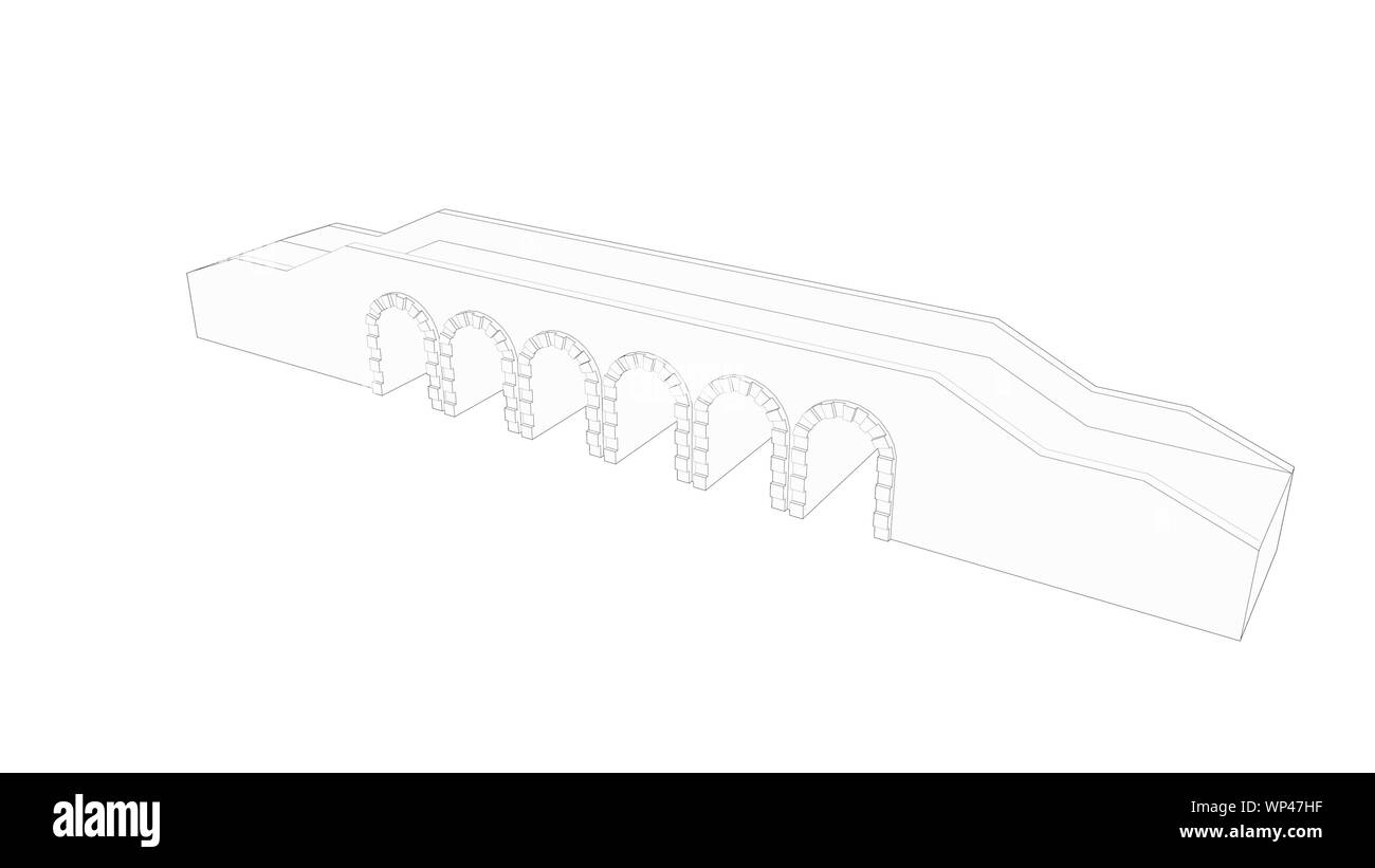 3d rendering of a stone bridge isolated in white studio background ...