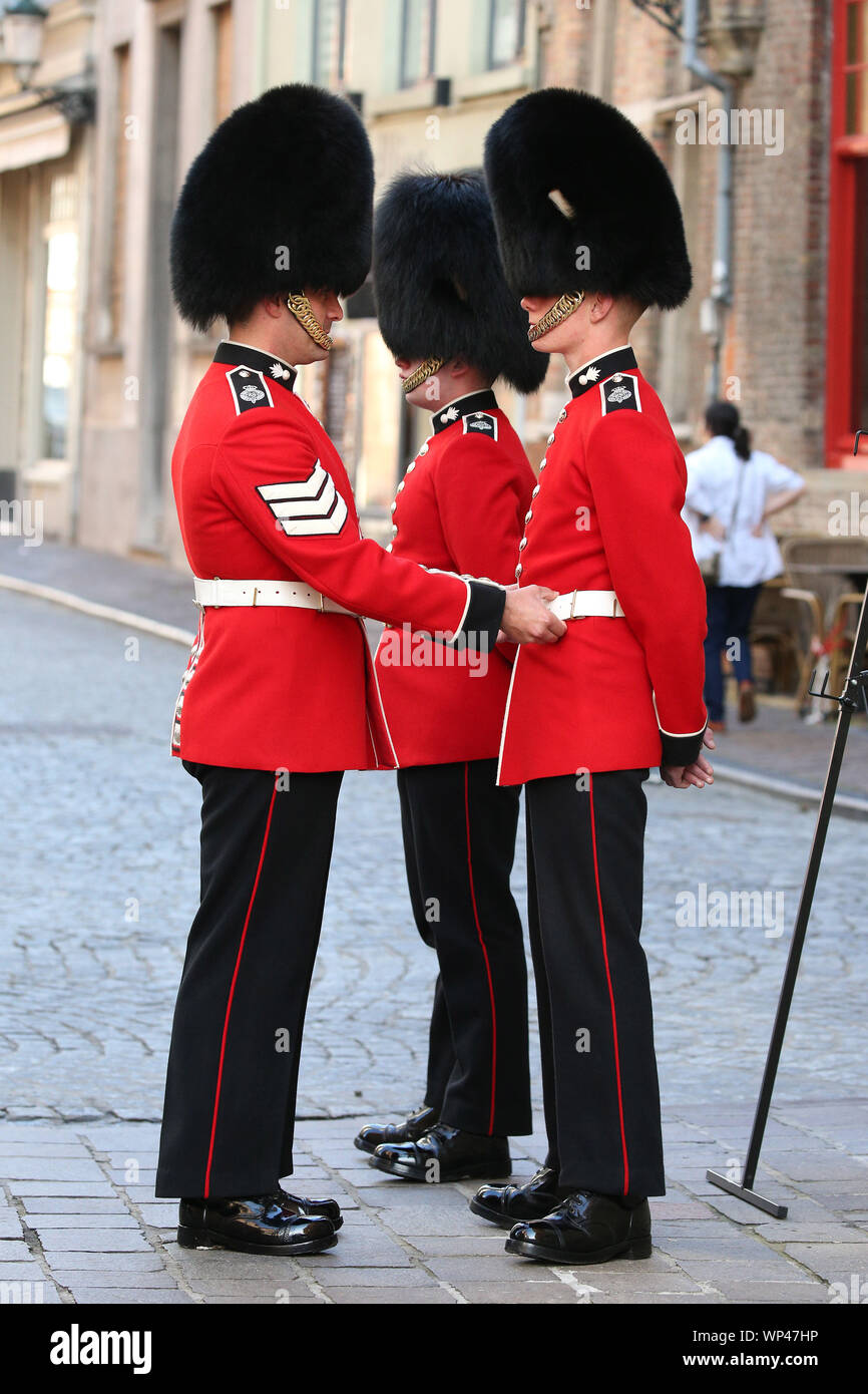 Grenadier Guards wait for the The Duke of York, in his role as colonel ...
