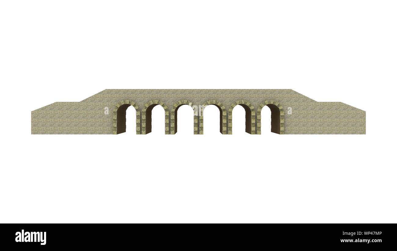 3d rendering of a stone bridge isolated in white studio background ...