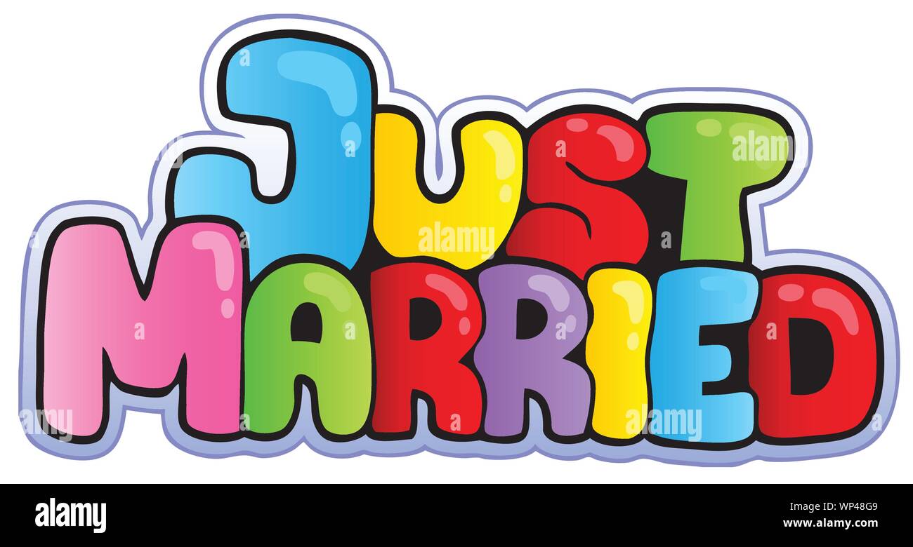 Just married cartoon sign Stock Vector Image & Art - Alamy
