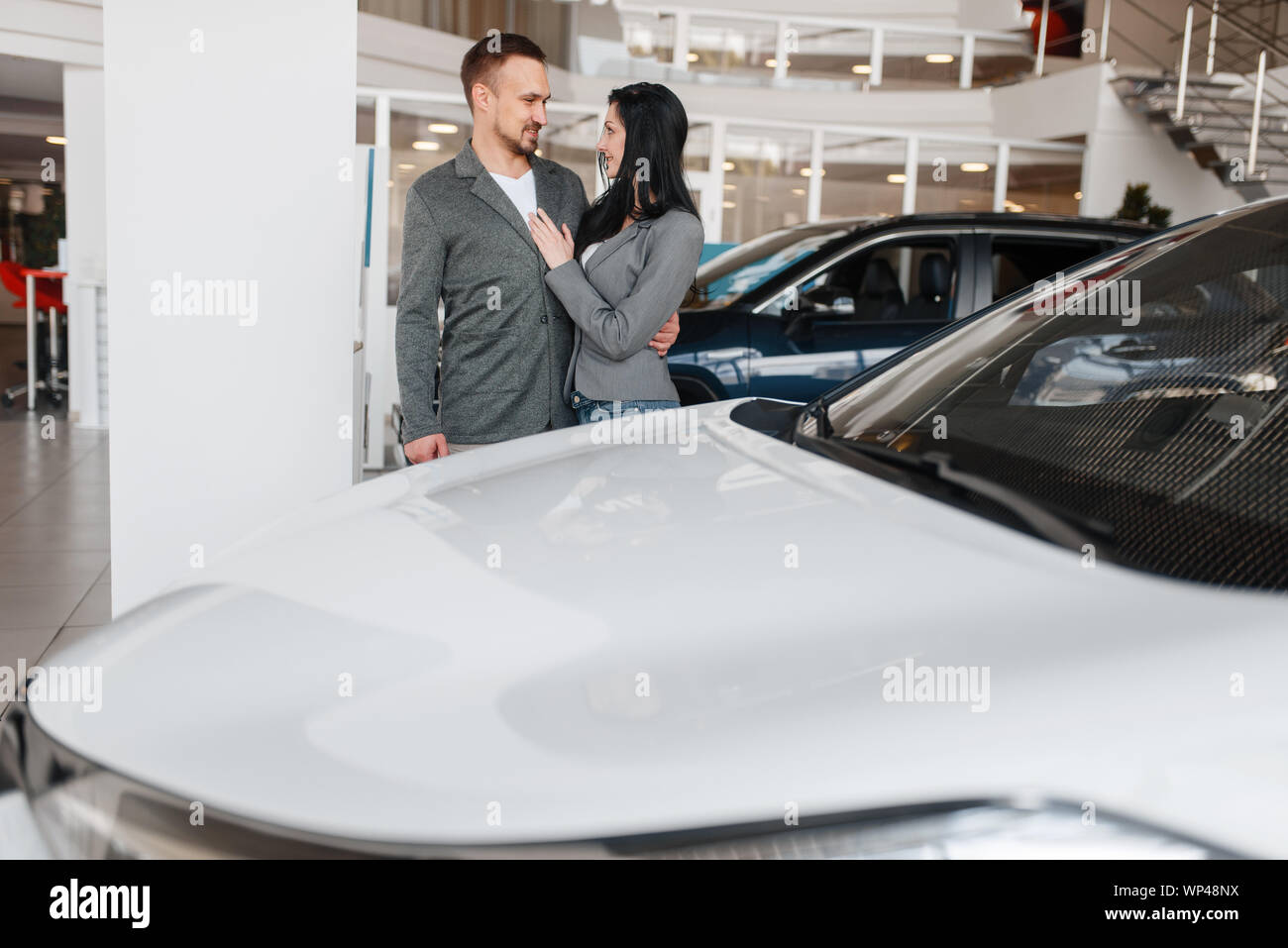 Woman choosing new vehicle hi-res stock photography and images - Alamy