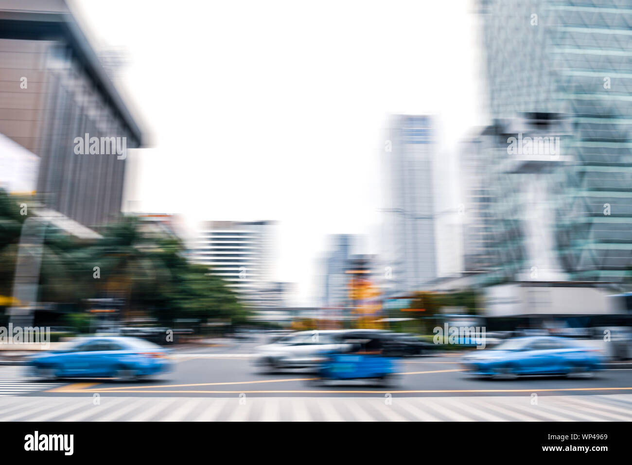 Motion blurred background of Southeast Asia road traffic transportation ...