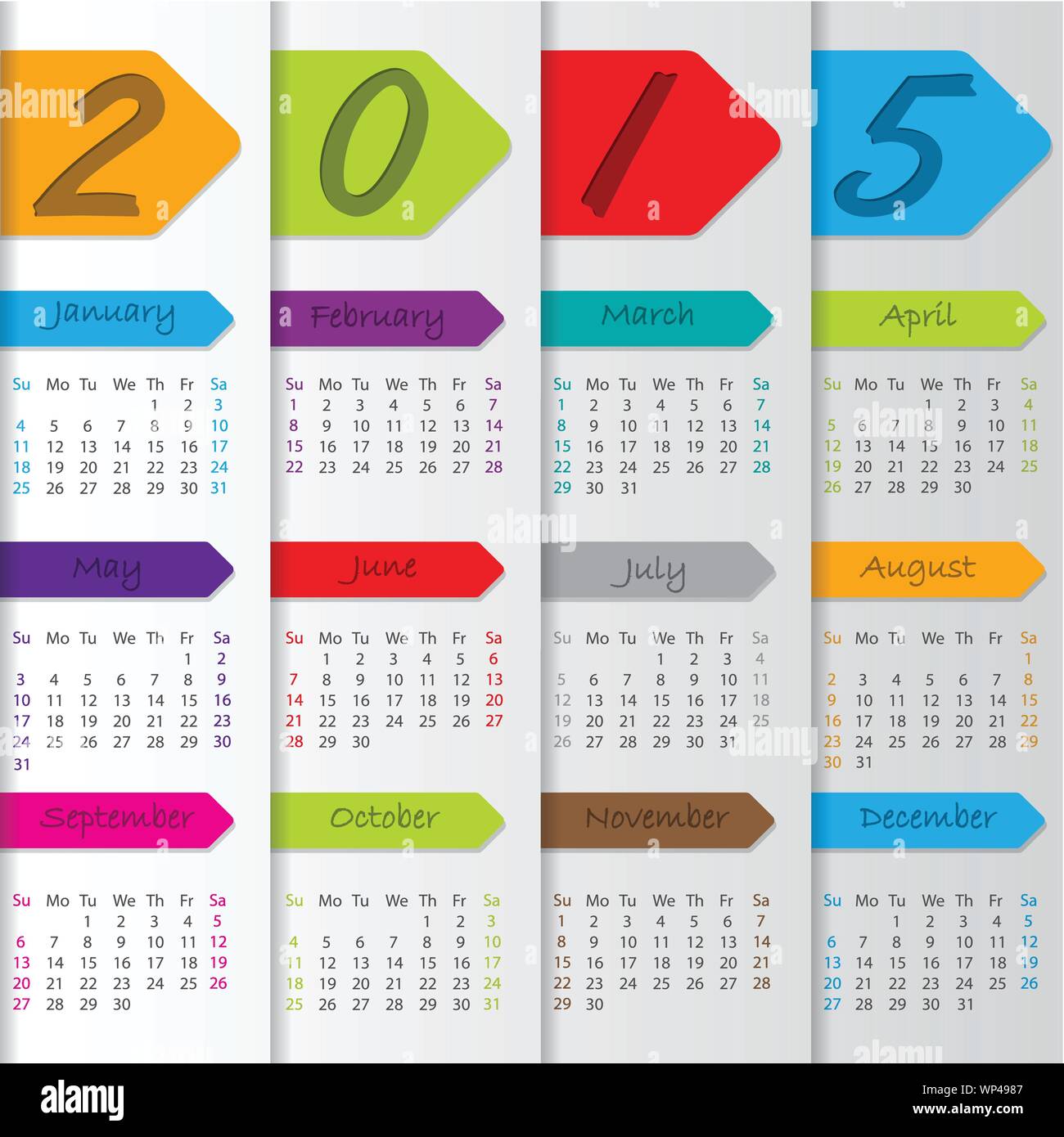 Arrow ribbon calendar for the year 2015 Stock Vector Image & Art - Alamy