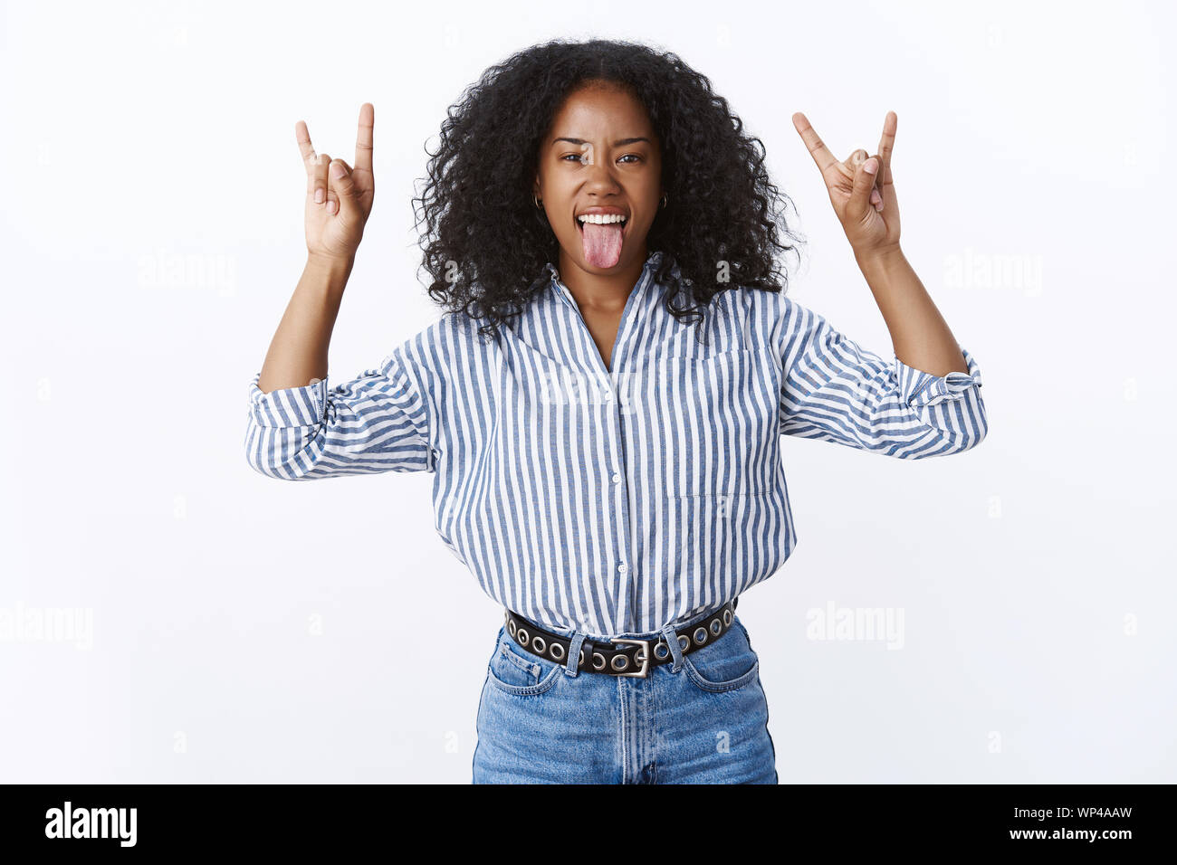 Wild Good Looking Attractive Curly Haired African American Woman Party