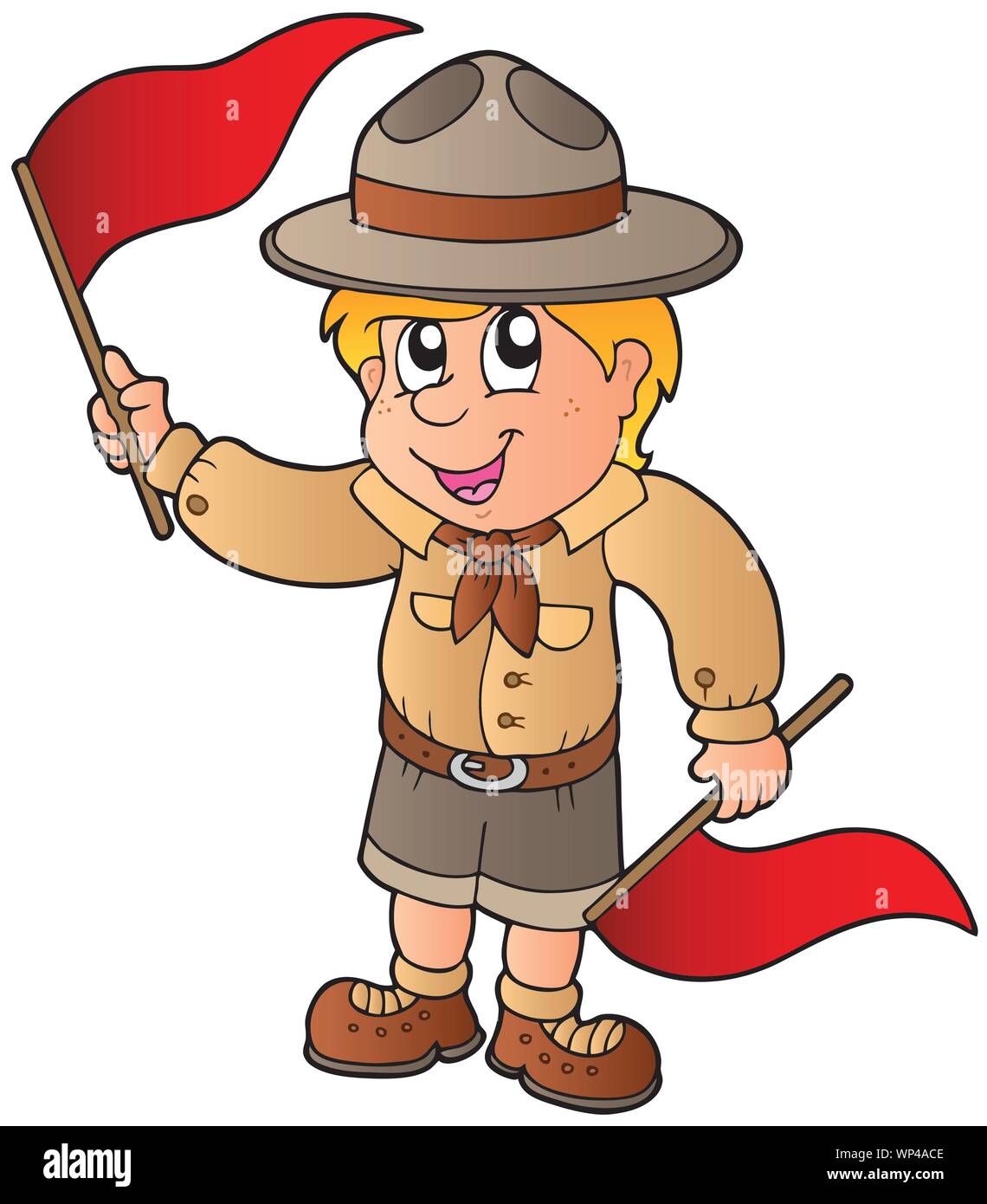 Scout boy giving flag signal Stock Vector Image & Art - Alamy