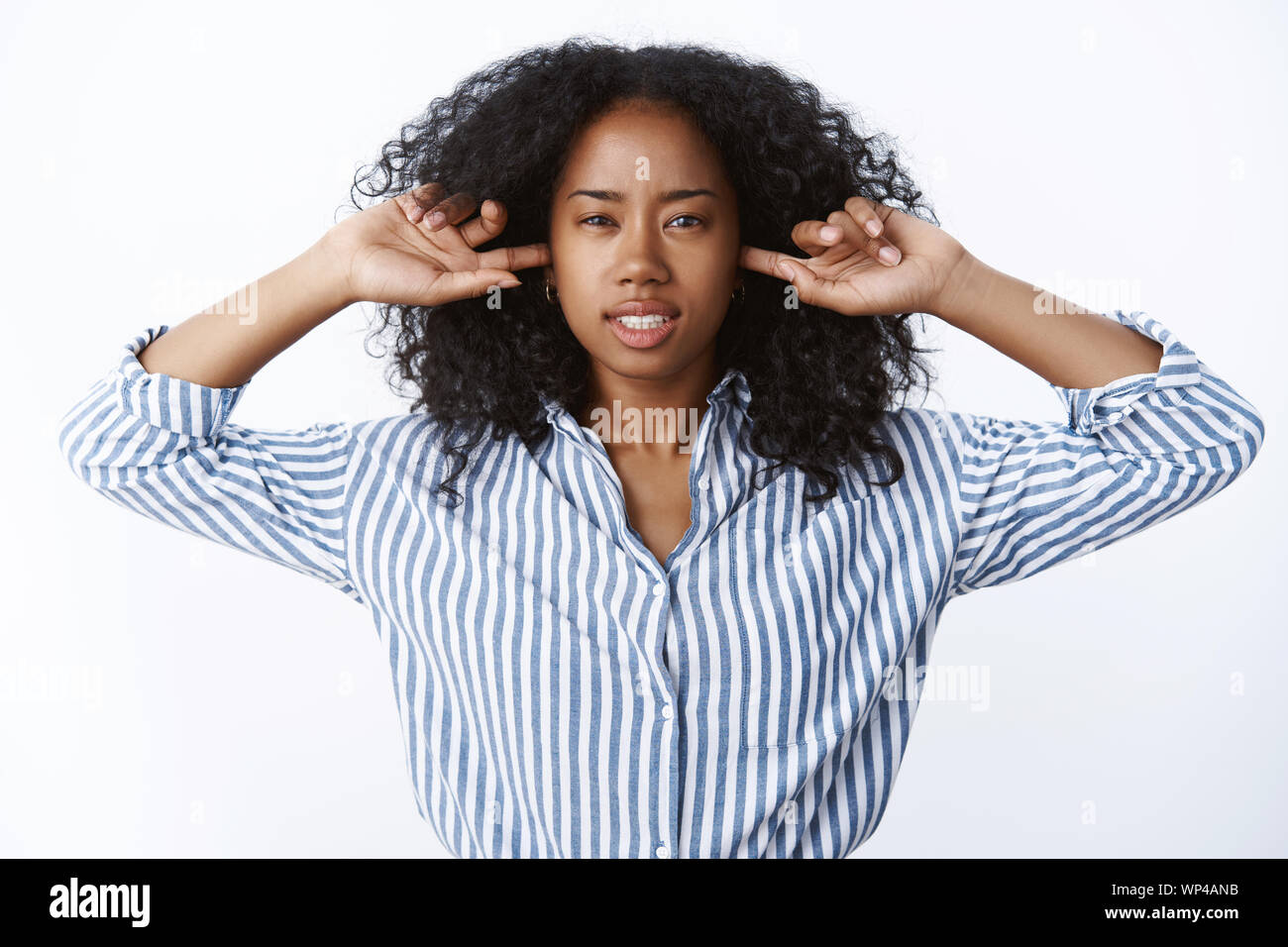 Irritated fed up pissed furious african american woman annoyed hearing ...