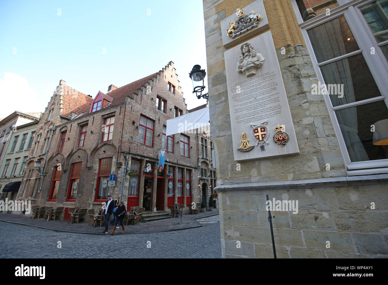 The Charles II memorial at the Grand Hotel Casselbergh in Bruges where ...