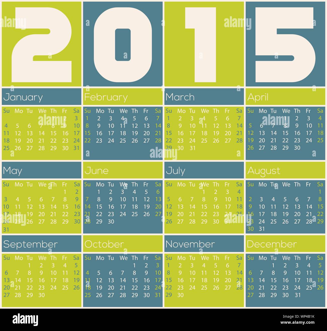 2015 calendar design with color rectangles Stock Vector Image & Art - Alamy