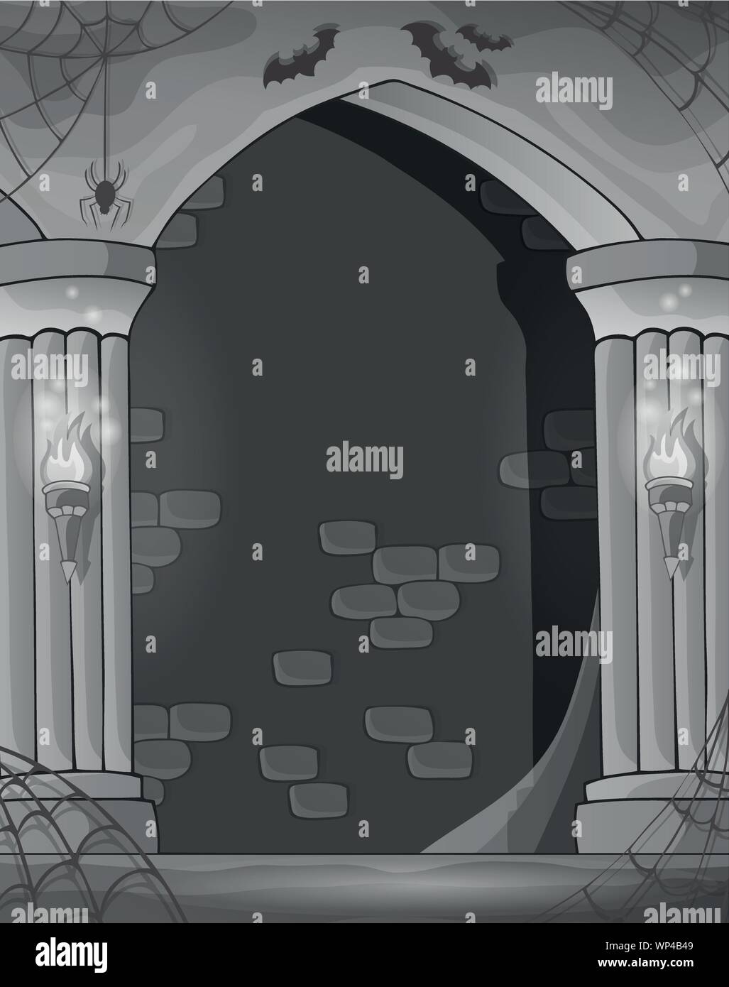 Black white mysterious haunted castle Stock Vector Images - Alamy