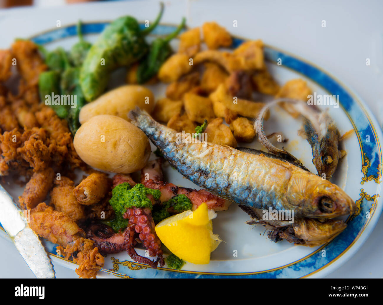 Delicious fish, squid and octopus Mariscada, from Orzola, Lanzarote ...