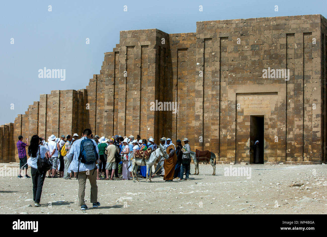 Tourists wait to enter the Funerary complex of Djoser at the ancient ...