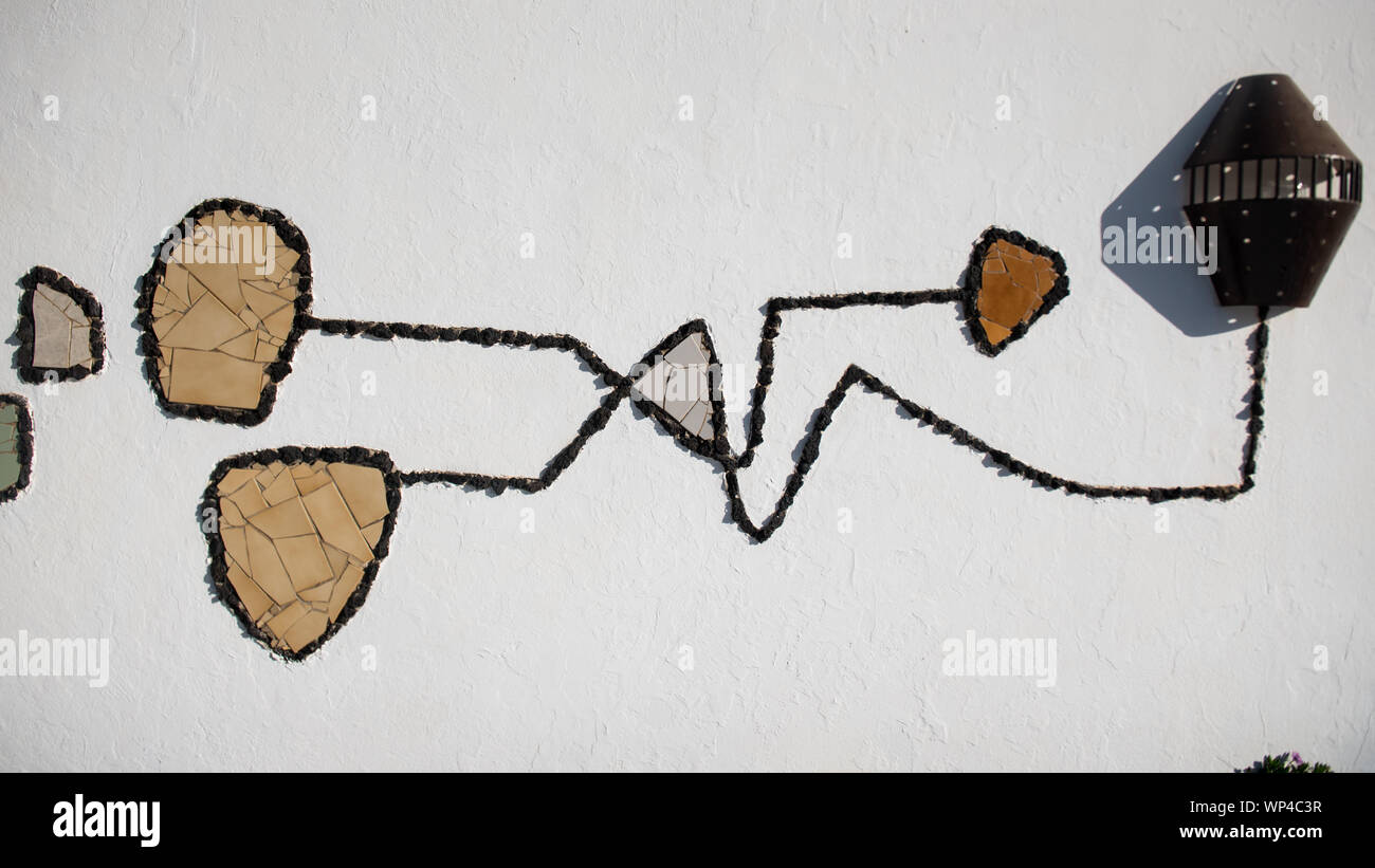 Lanzarote, Spain October 15 2018: Mural on a wall in the Cesar Manrique ...