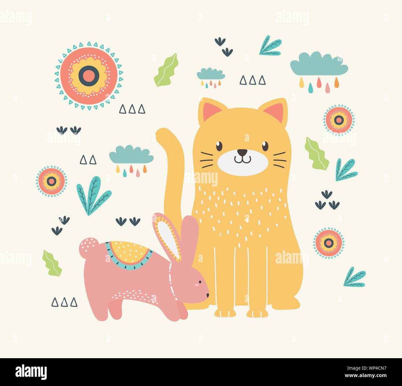 Cat and rabbit cartoon design, Animal cute zoo life nature and fauna ...