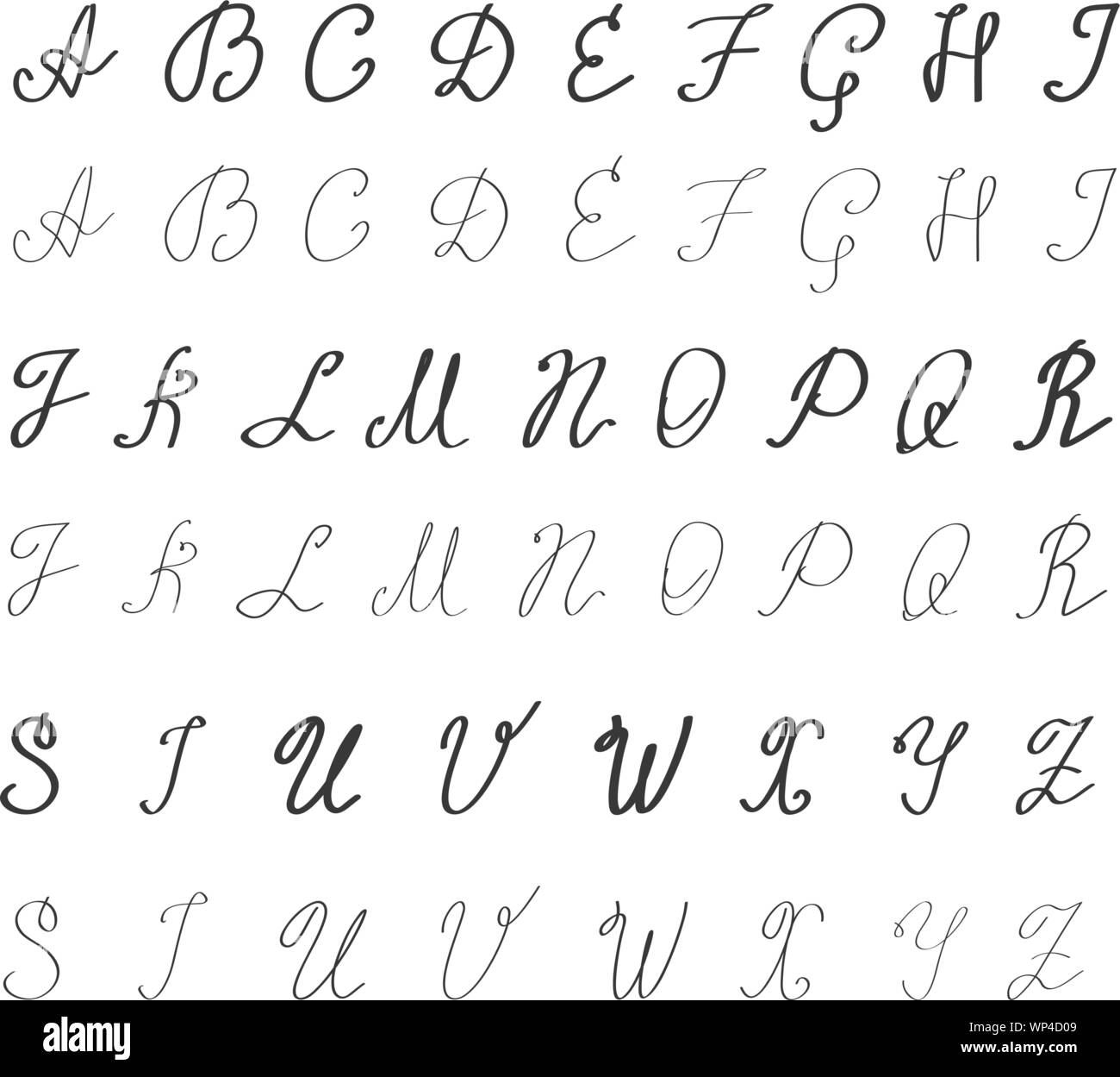 Alphabet In English Hand Drawn Typeface Letters Handwritten In Modern 