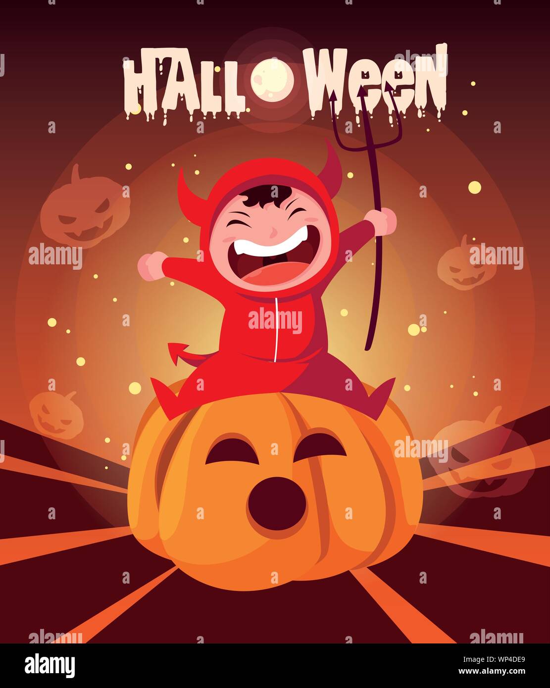 Cartoon illustration devil sitting Stock Vector Images - Alamy