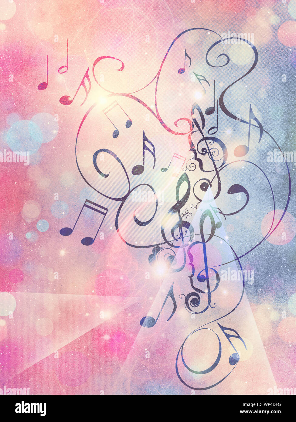 Illustration of abstract grunge retro musical notes background with ...