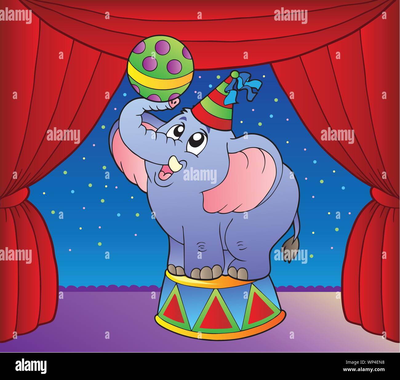 Cartoon elephant on circus stage 1 Stock Vector Image & Art - Alamy