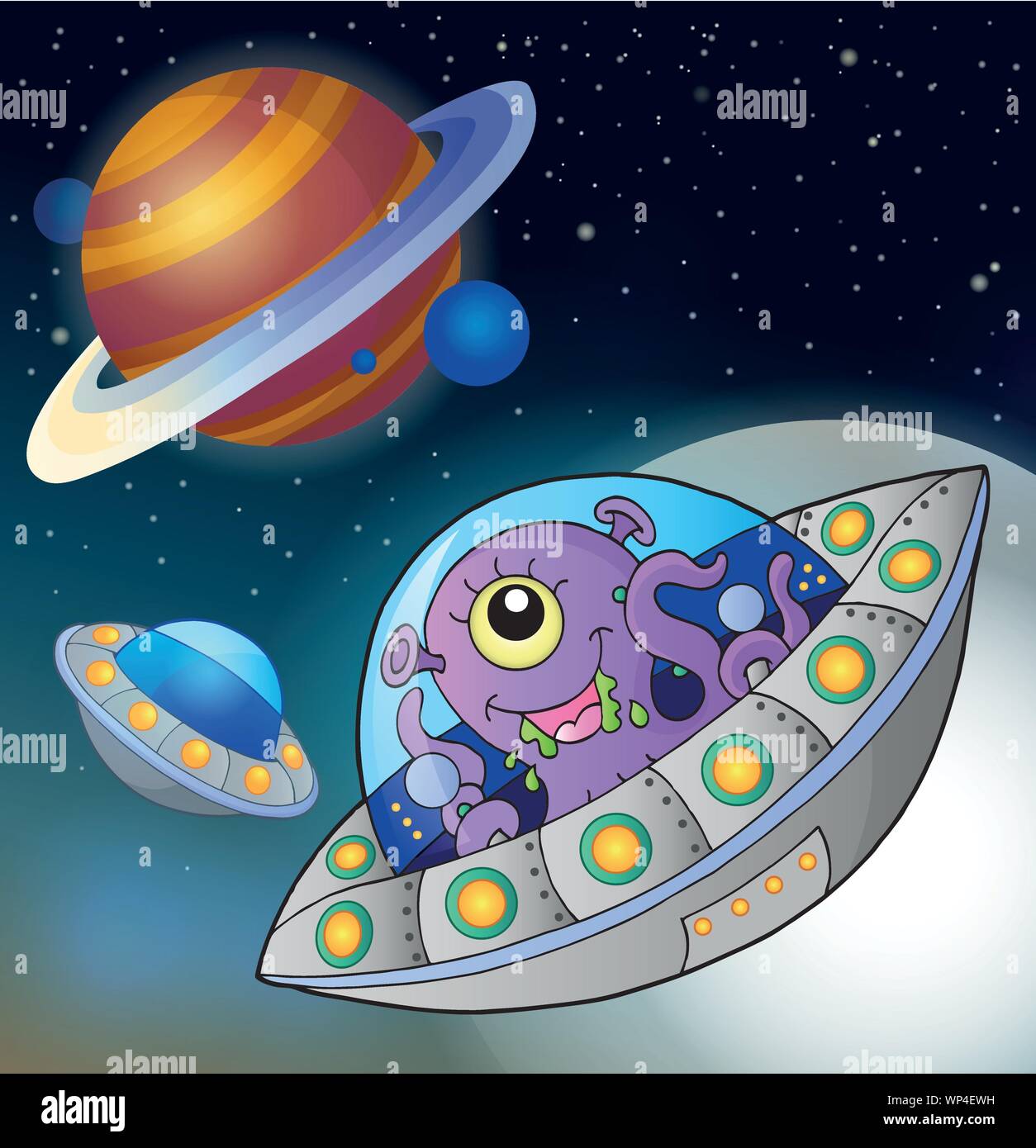 Flying saucers in space Stock Vector Image & Art - Alamy