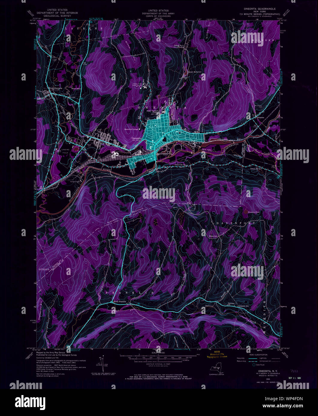 Map of oneonta new york hi-res stock photography and images - Alamy