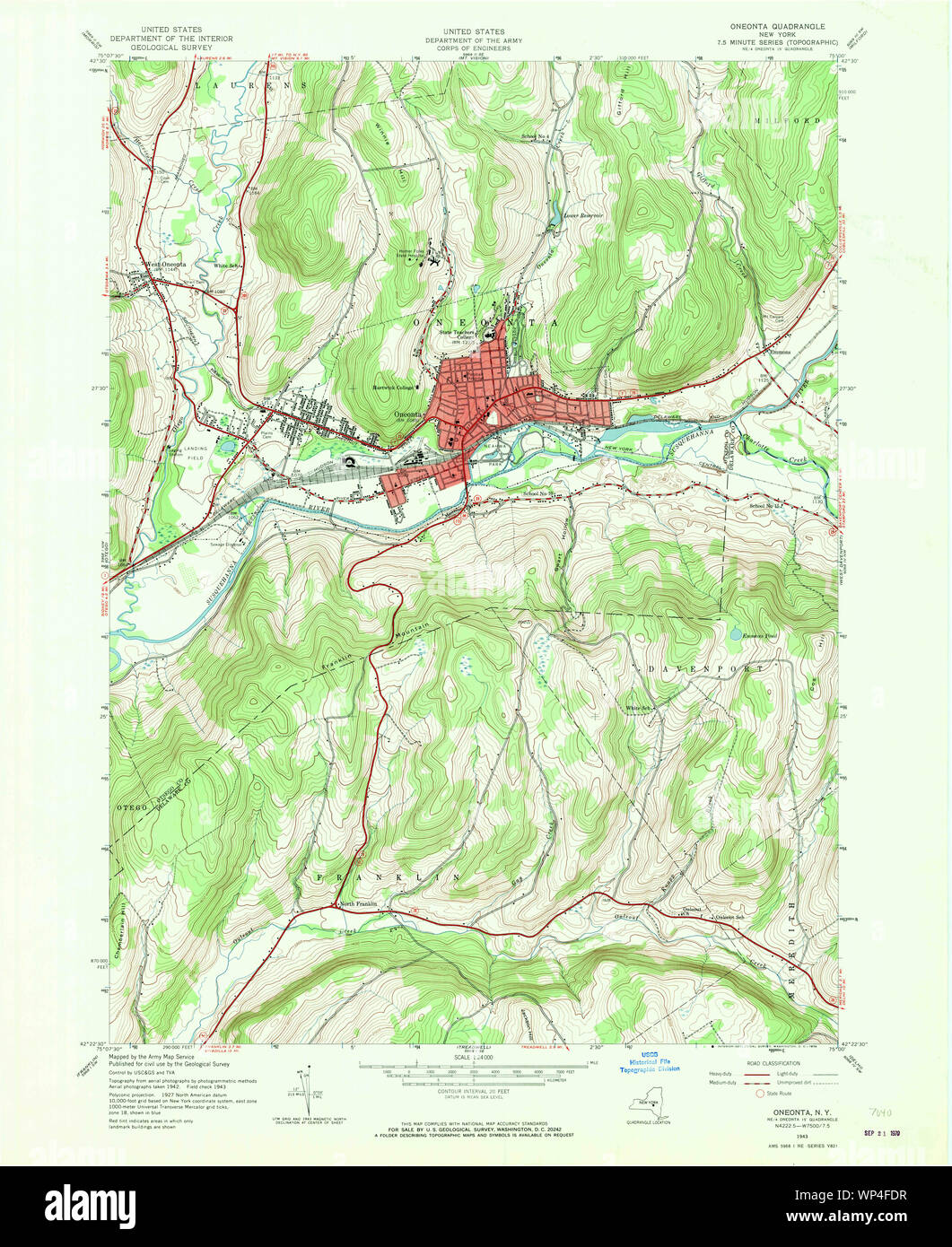 Oneonta new york map hi-res stock photography and images - Alamy