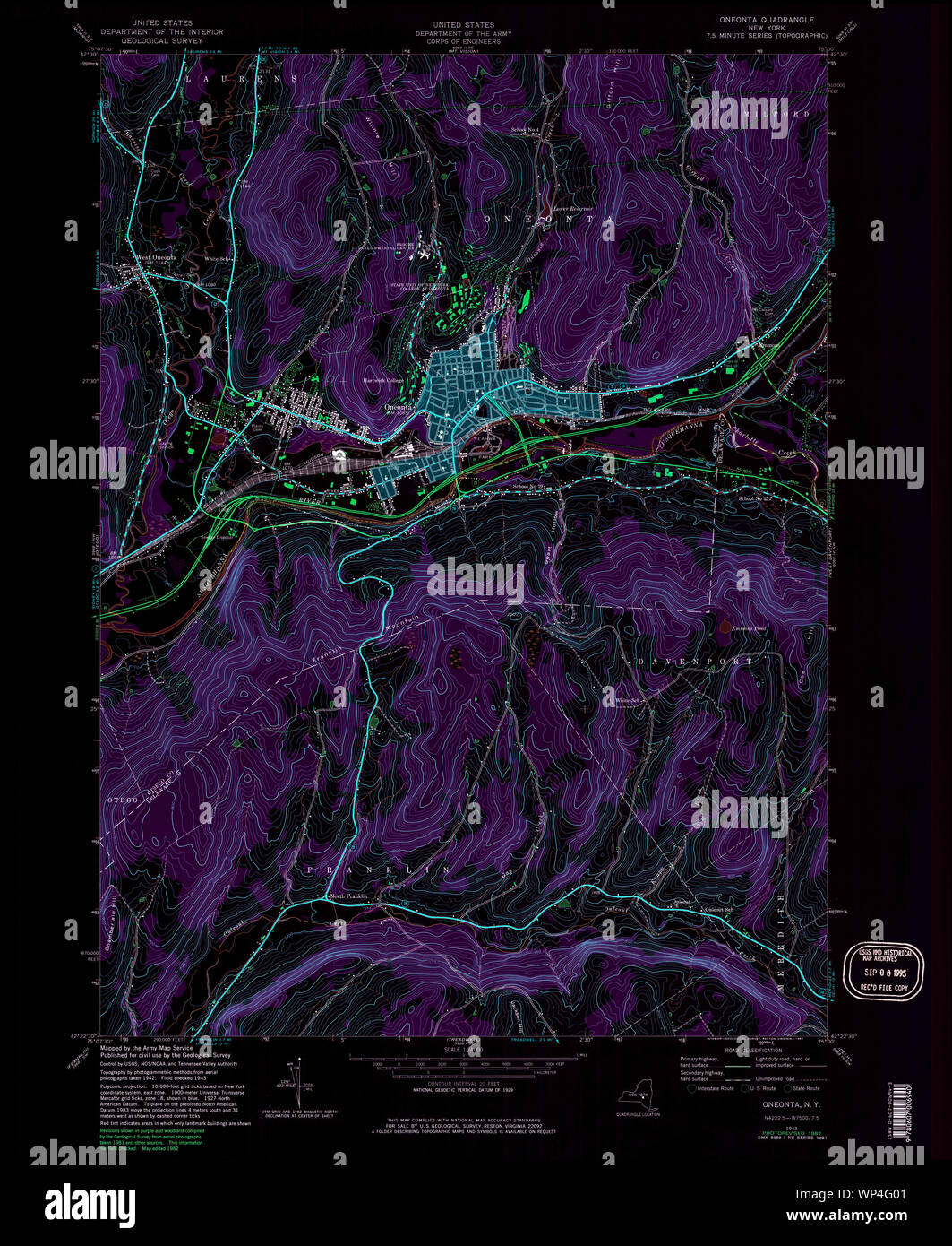 Map of oneonta new york hi-res stock photography and images - Alamy