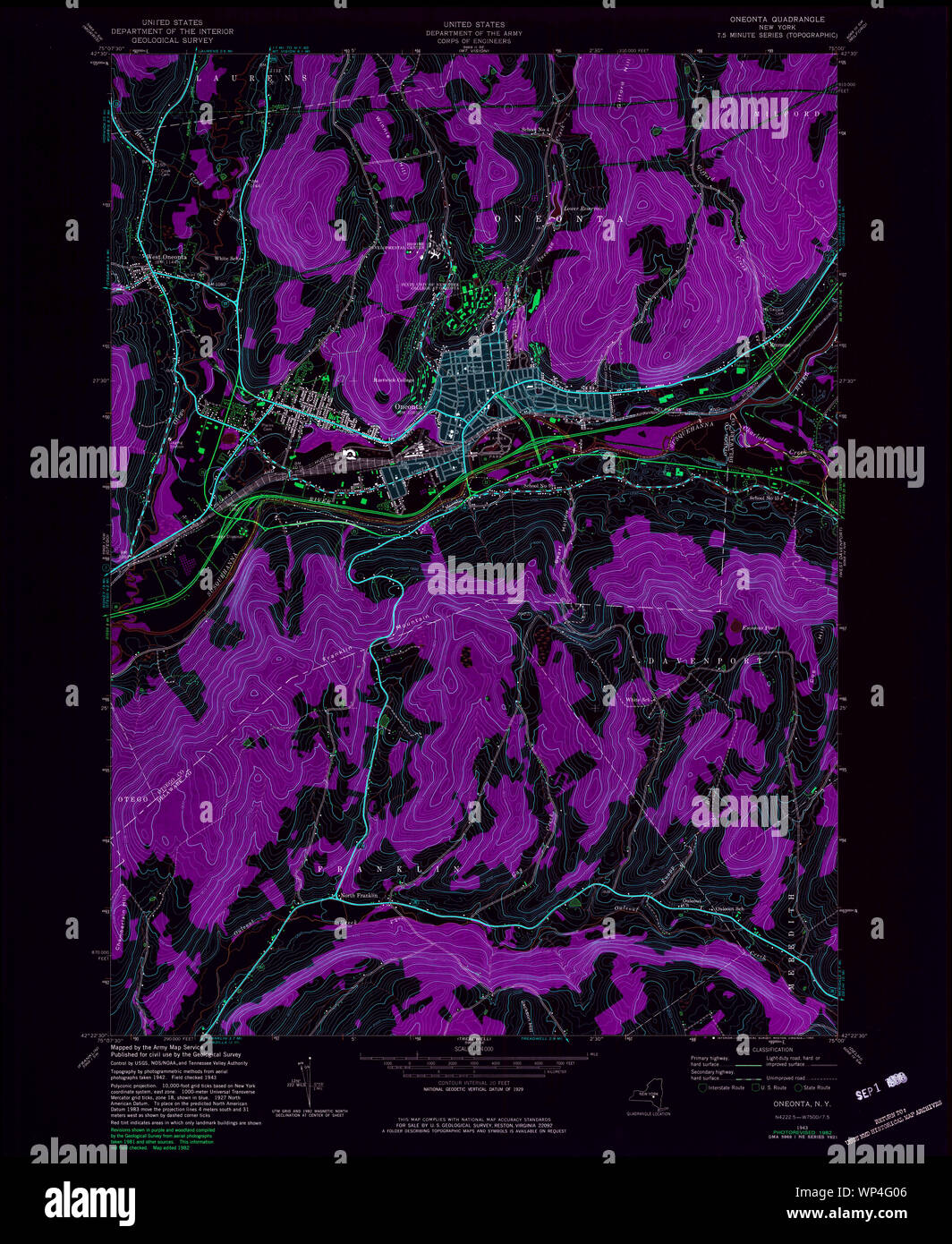 Oneonta new york map hi-res stock photography and images - Alamy