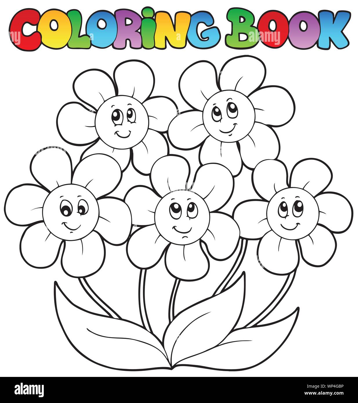 Coloring book with five flowers Stock Vector Image & Art - Alamy