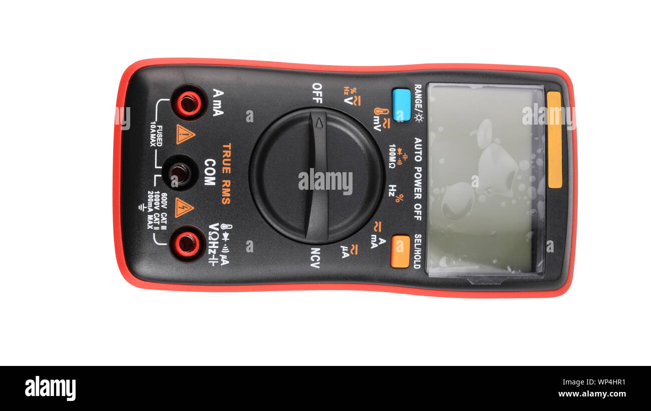 black digital multimeter isolated on white background at dry day Stock ...