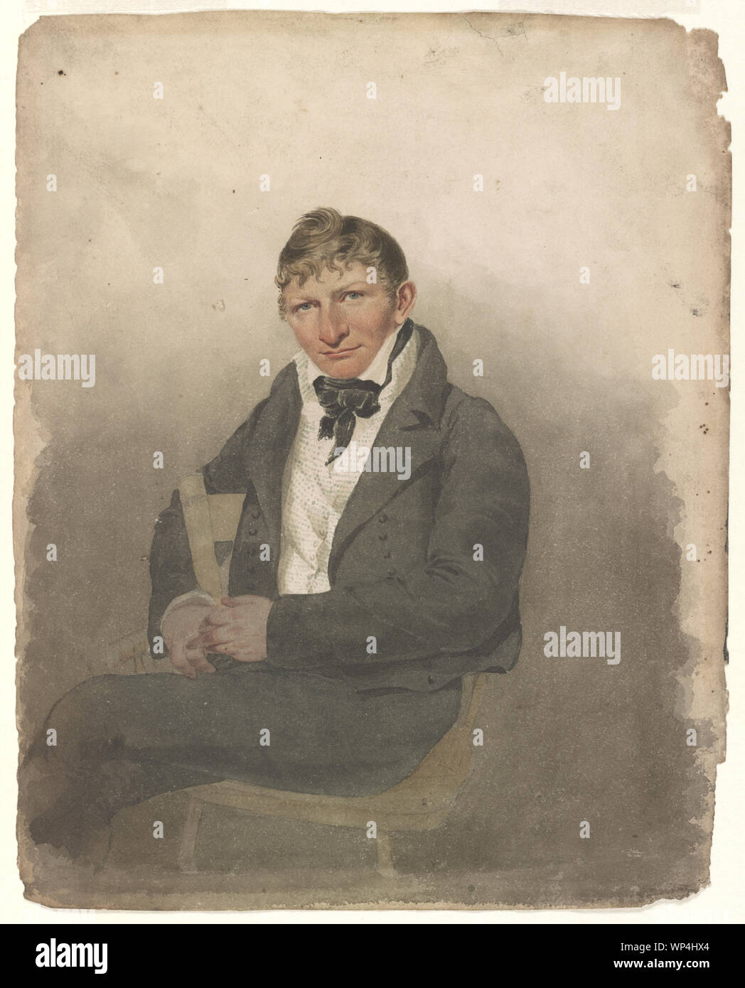 John Rubens Smith, self-portrait, three-quarter length, seated, facing ...