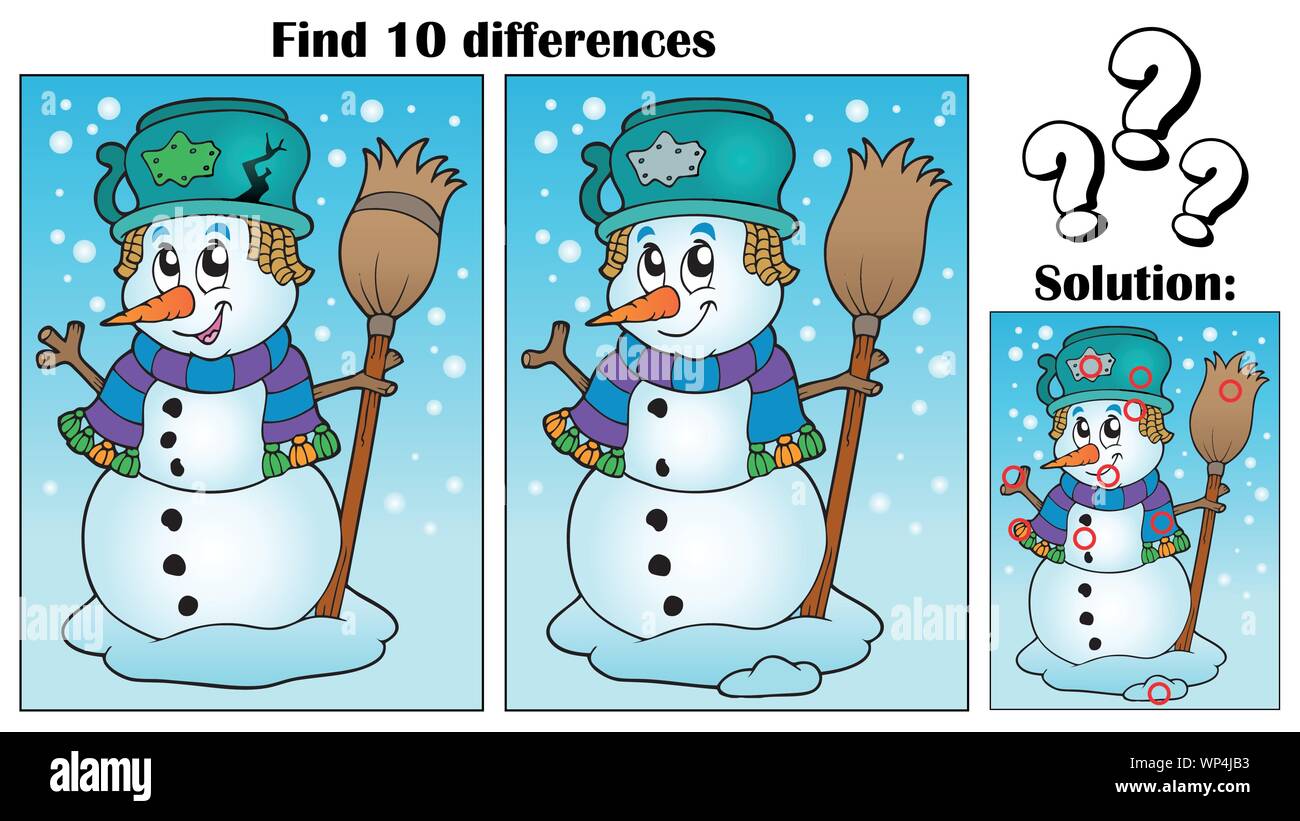 Find differences theme with snowman Stock Vector Image & Art - Alamy