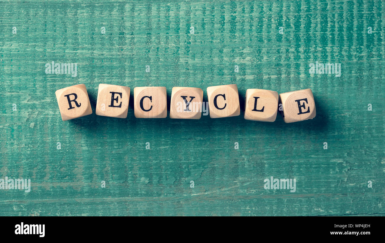 Letter cubes with word recycle. Environment concept Stock Photo - Alamy
