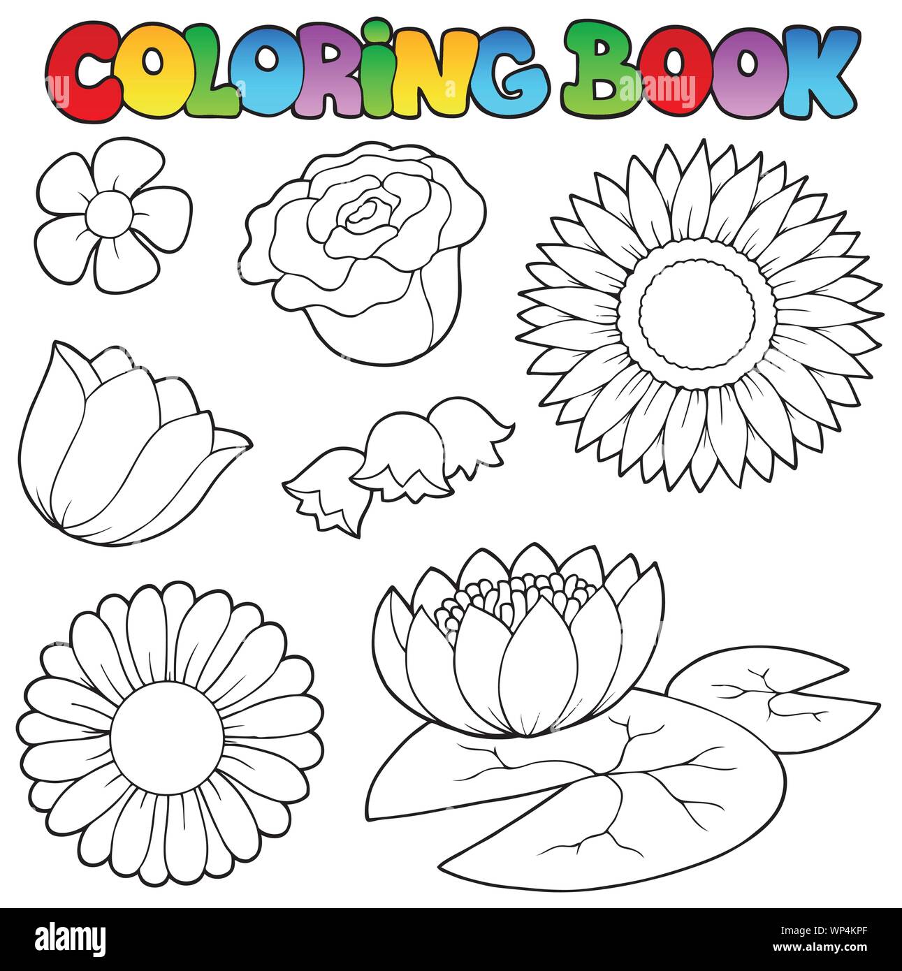 Coloring book with flowers set Stock Vector Image & Art - Alamy
