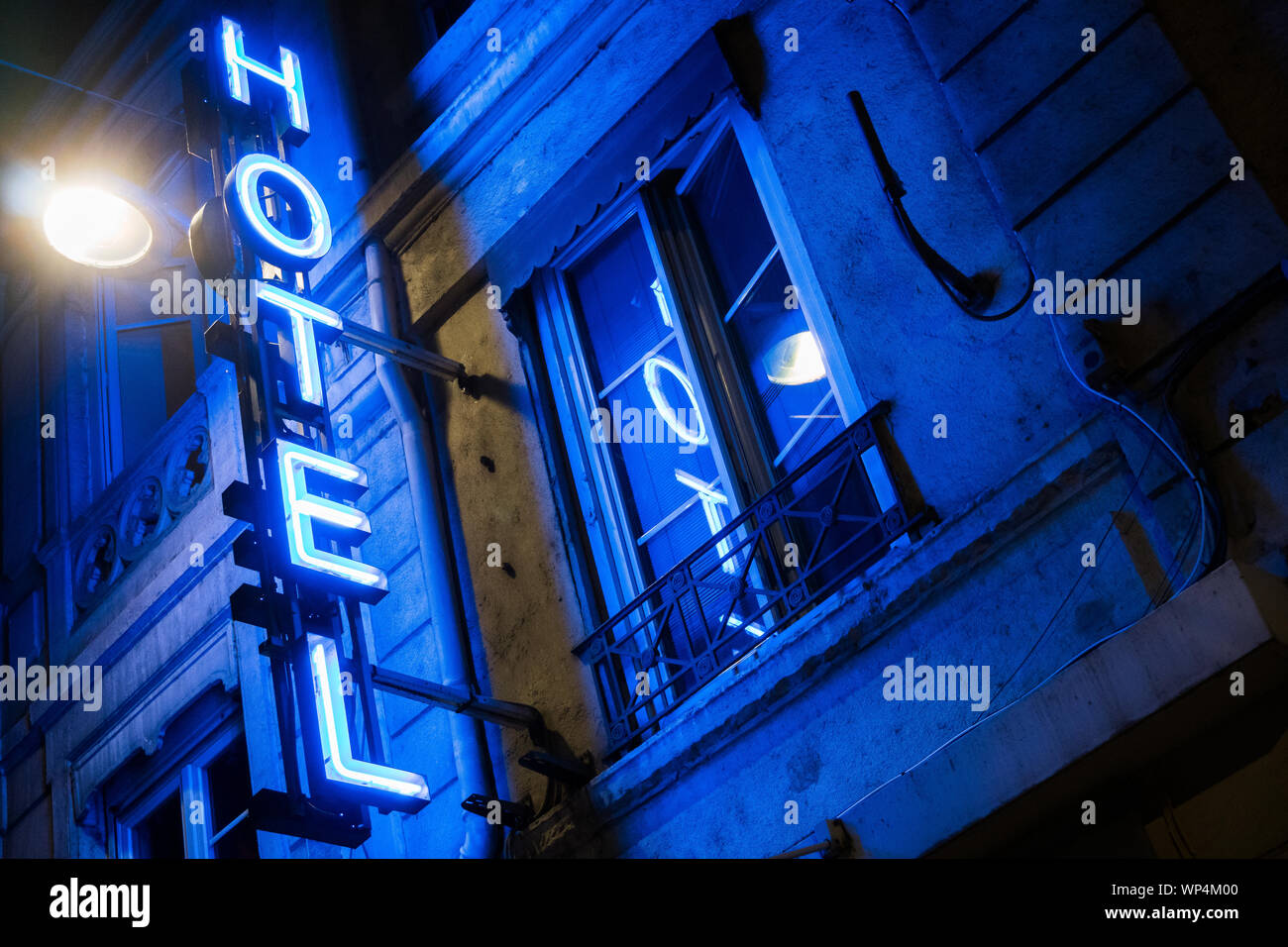 luminous hotel sign Stock Photo - Alamy