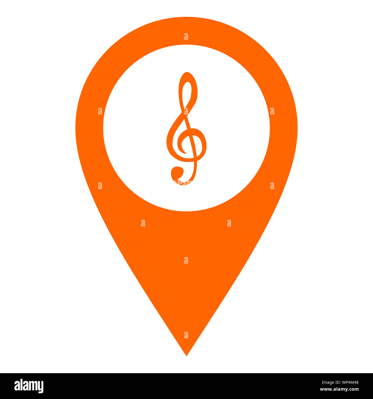 Violin clef and location pin Stock Photo - Alamy