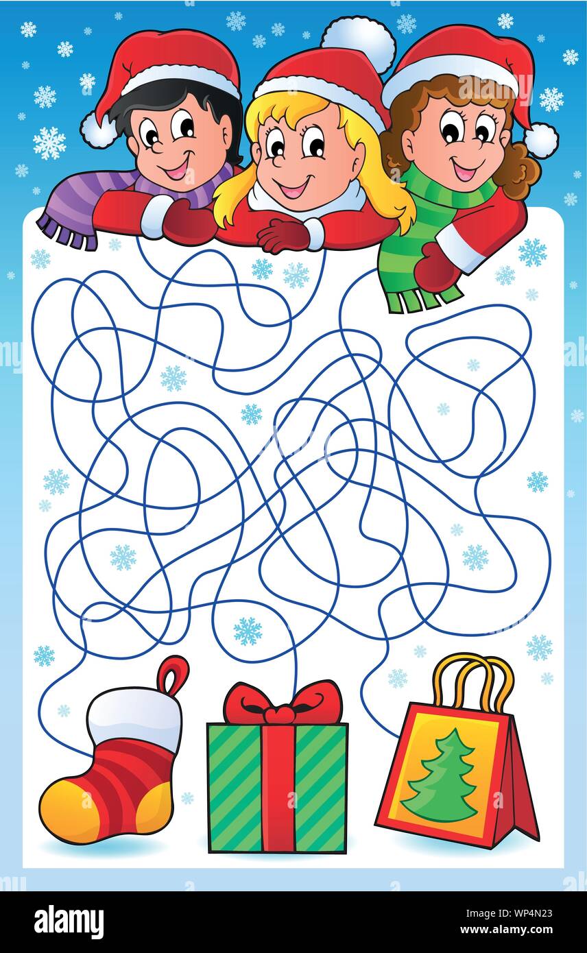 Maze 10 with Christmas theme Stock Vector Image & Art - Alamy