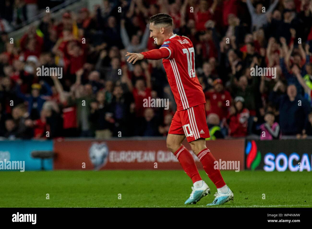 Harry Wilson of Wales celebrates his sides opening goal against ...