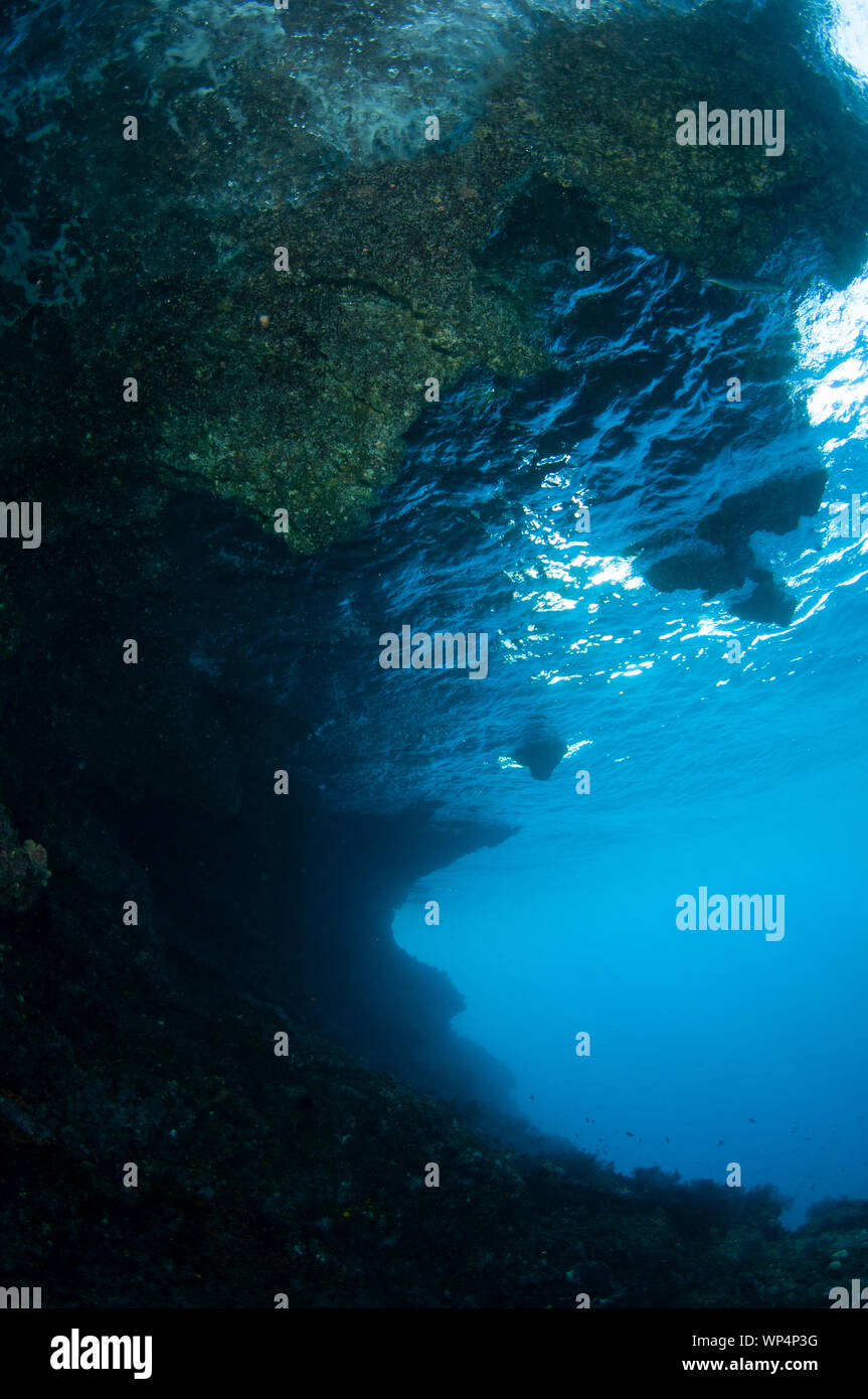 Rocks under island, Andiamo dive site, Dara Island, Misool, Raja Ampat ...