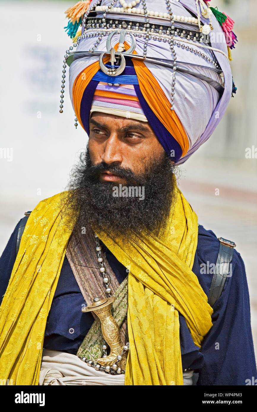 New Delhi, India, September 2, 2019 Portrait of Sika Hindu religious ...