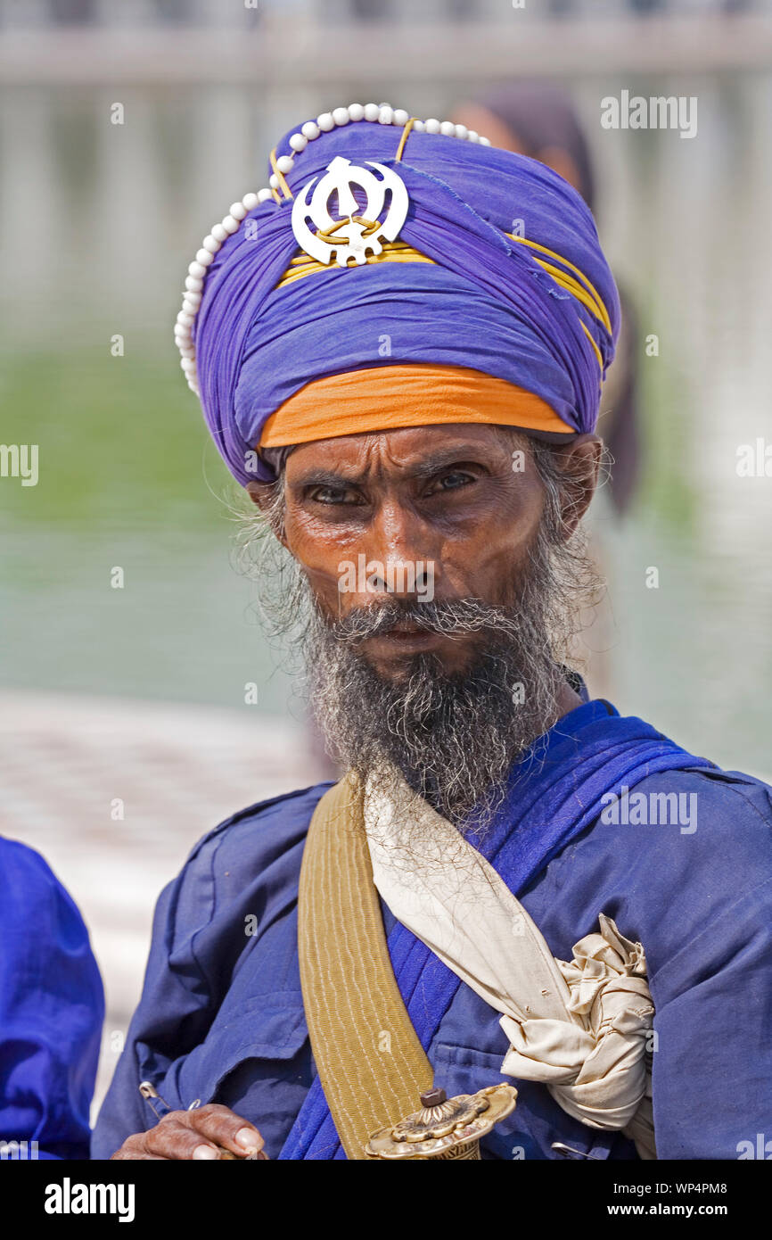 New Delhi, India, September 2, 2019 Portrait of Sika Hindu religious ...