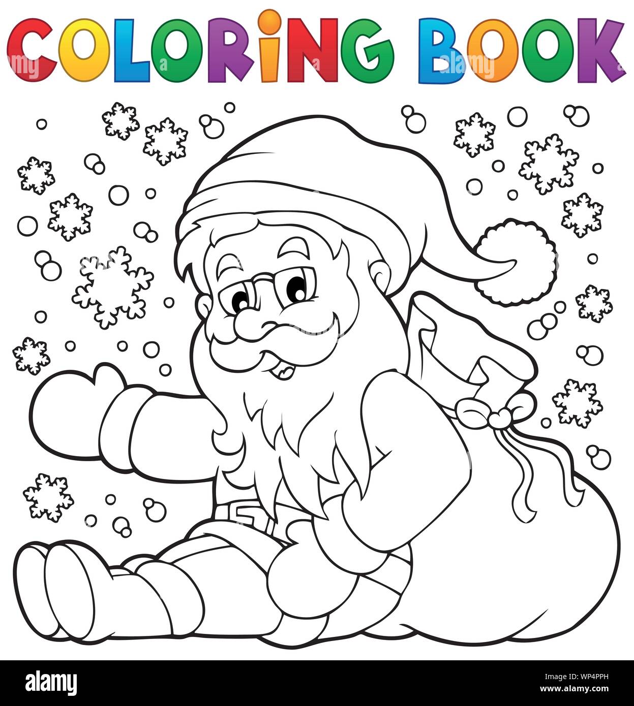 Coloring book Santa Claus in snow 1 Stock Vector Image & Art - Alamy