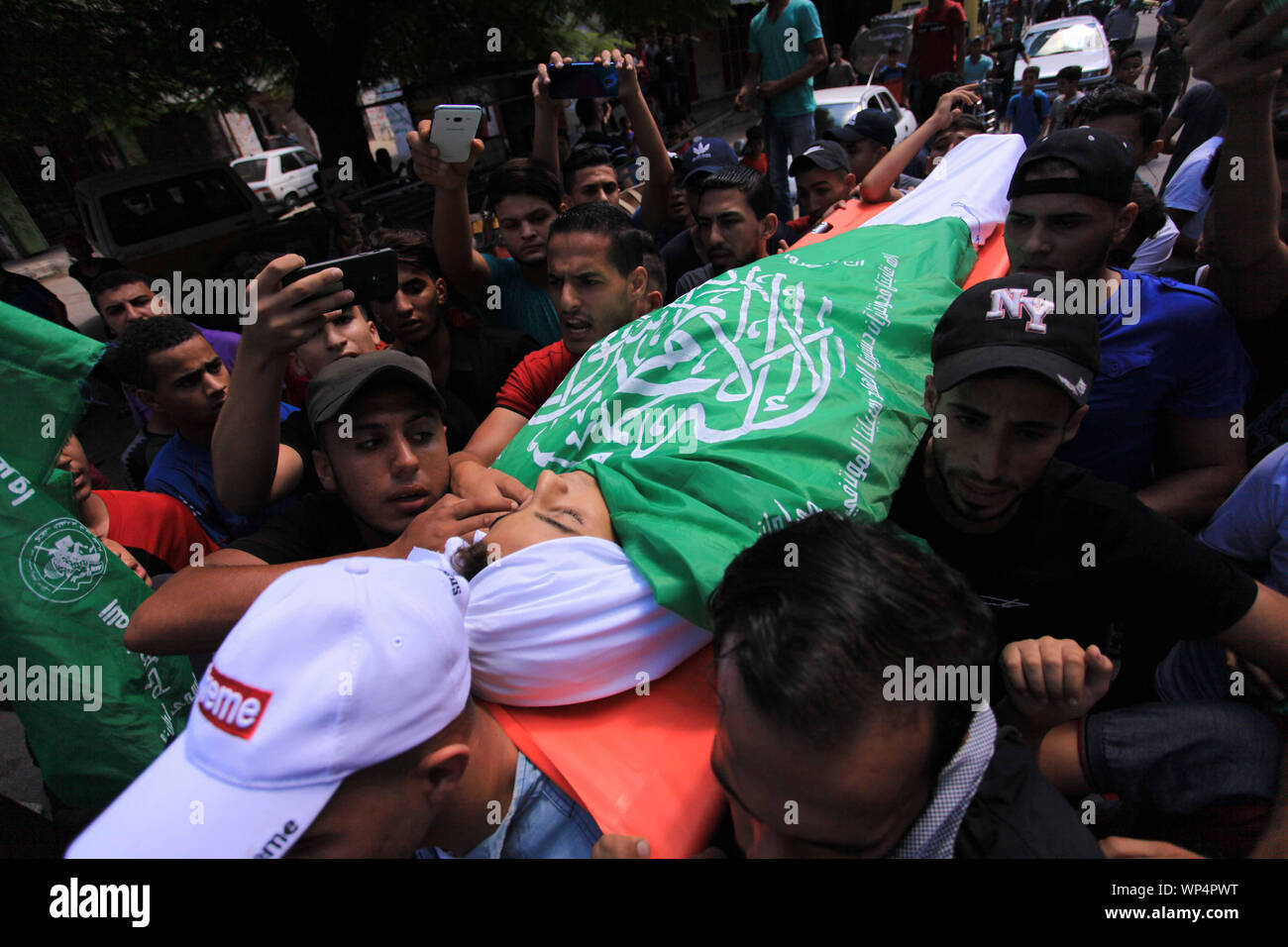 Gaza City, Gaza Strip, Palestinian Territory. 7th Sep, 2019. Mourners ...