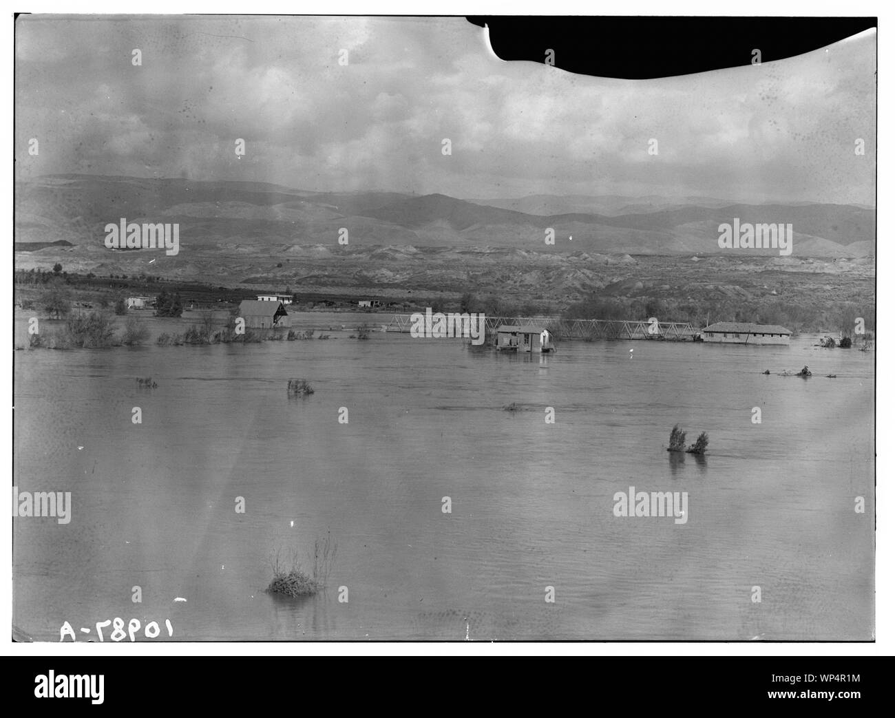 Jordan floods. (Taken at Allenby Bridge). Floods covering entire area ...
