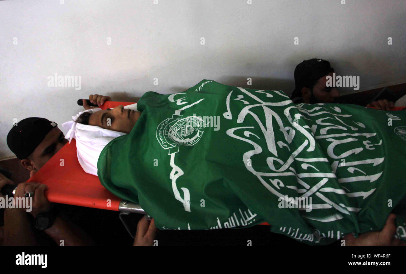 Gaza City, Gaza Strip, Palestinian Territory. 7th Sep, 2019. Mourners ...