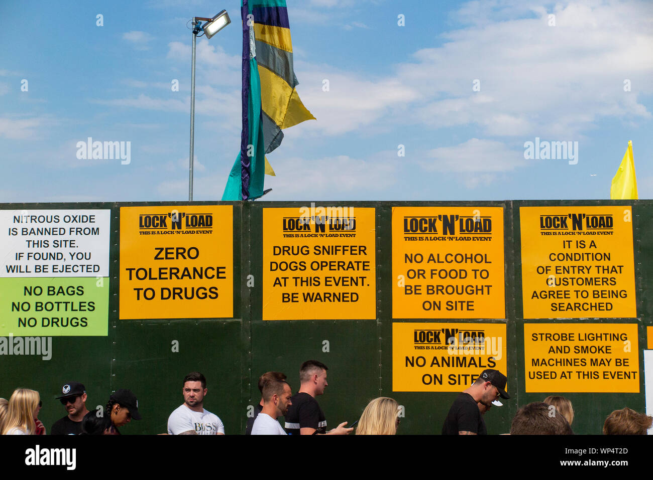 Signs outside the SW4 music festival on Clapham Common Stock Photo - Alamy