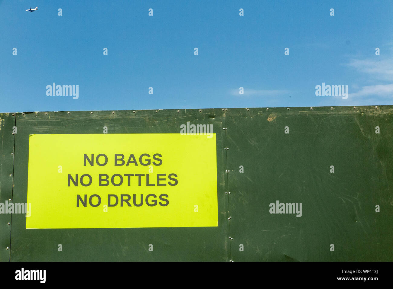 Signs outside the SW4 music festival on Clapham Common Stock Photo - Alamy