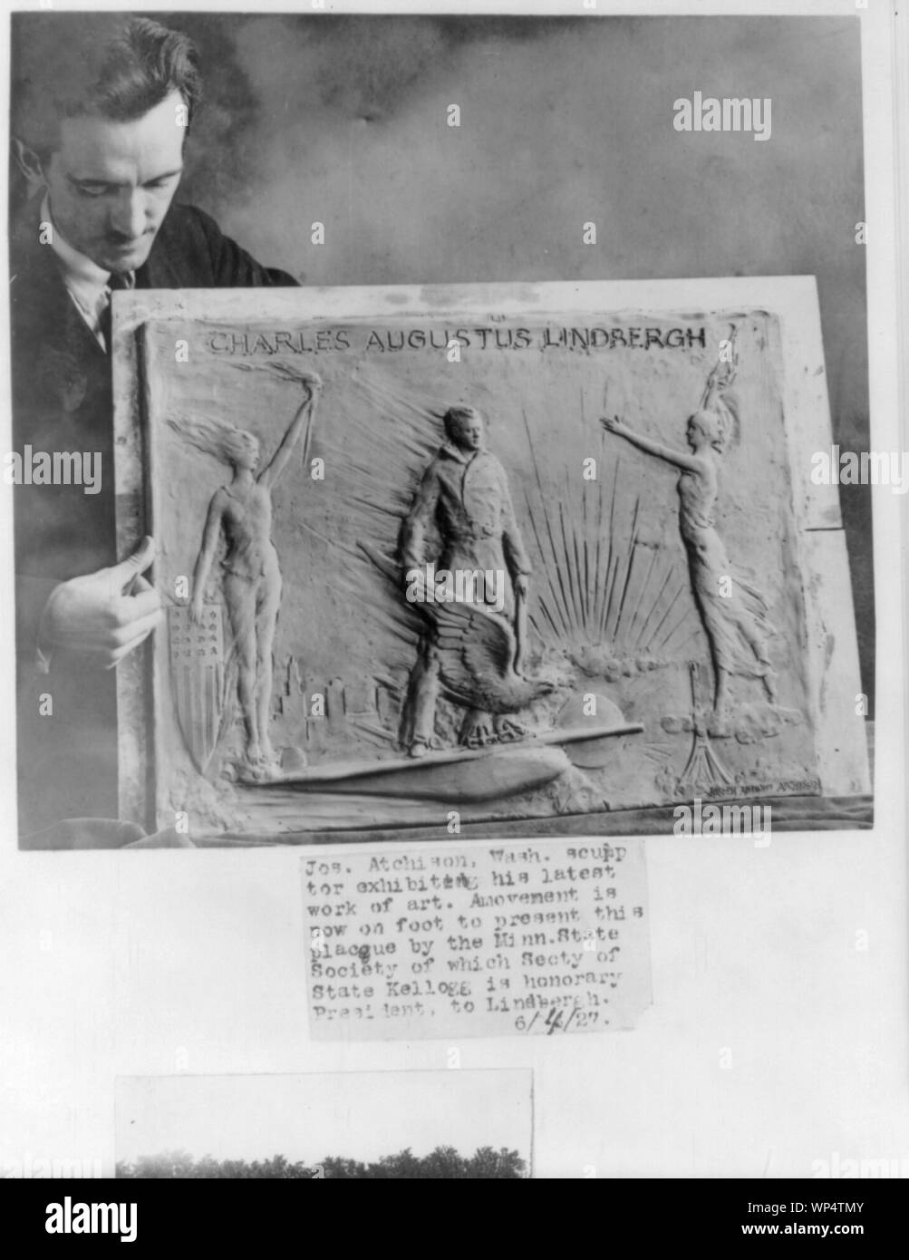 Joseph Anthony Atchison, 1895- ; with his plaque commemorating Charles ...