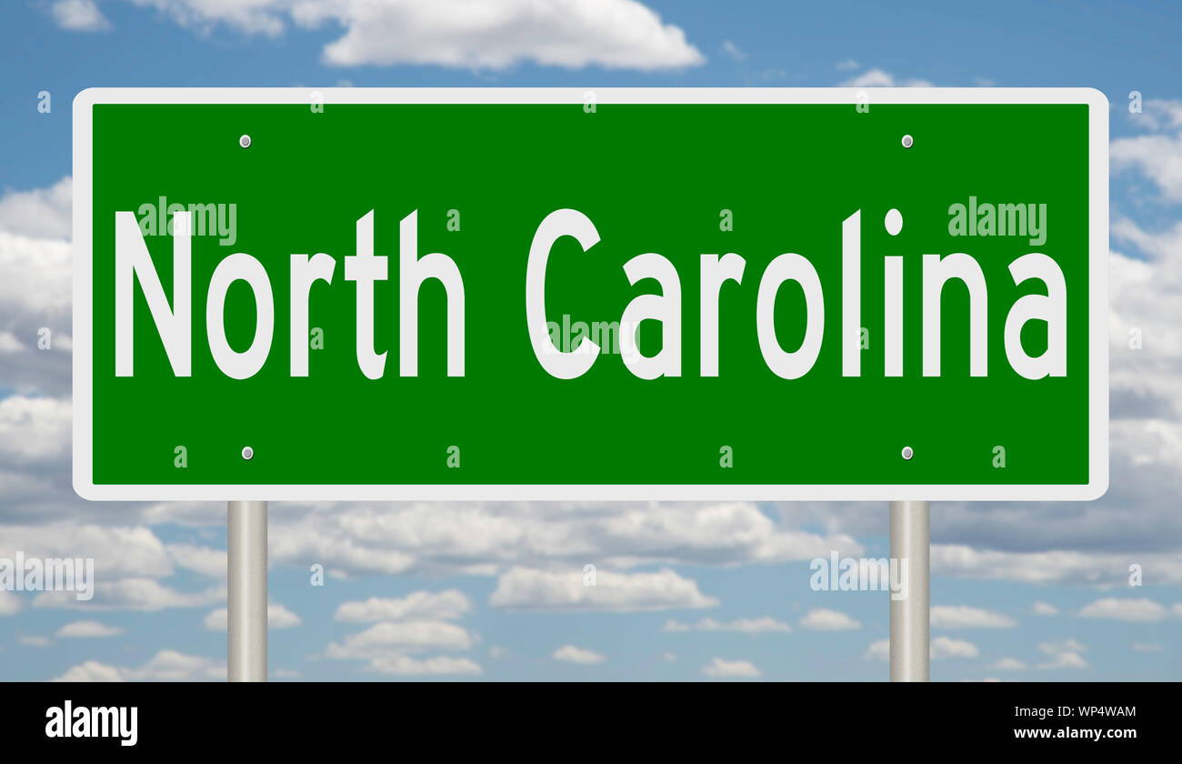 Rendering of a green highway sign for North Carolina Stock Photo - Alamy